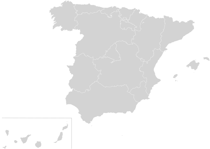 ملف:Blank Spain Map (Autonomous Communities).svg - المعرفة