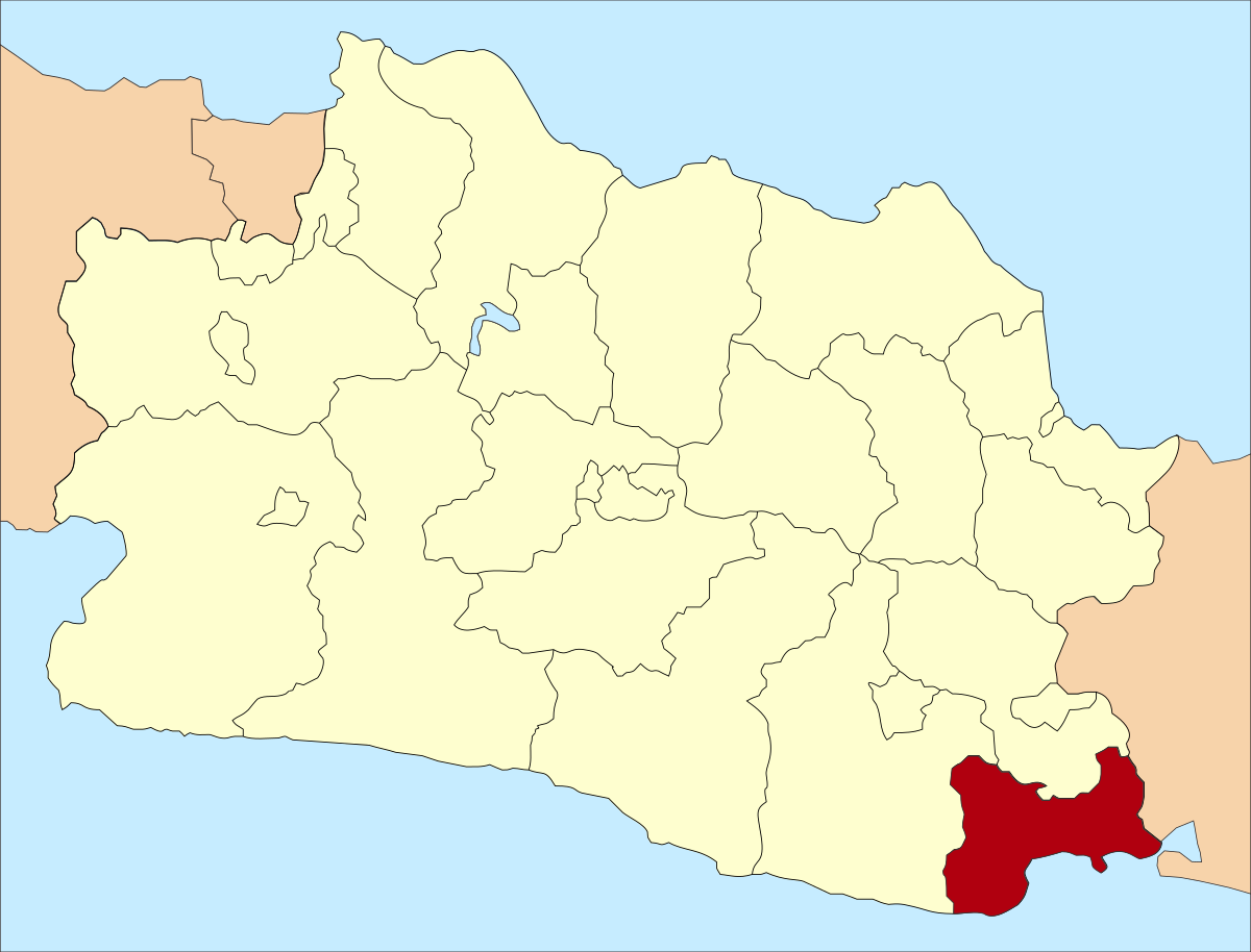 ملف:Map of West Java highlighting Pangandaran Regency.svg - المعرفة