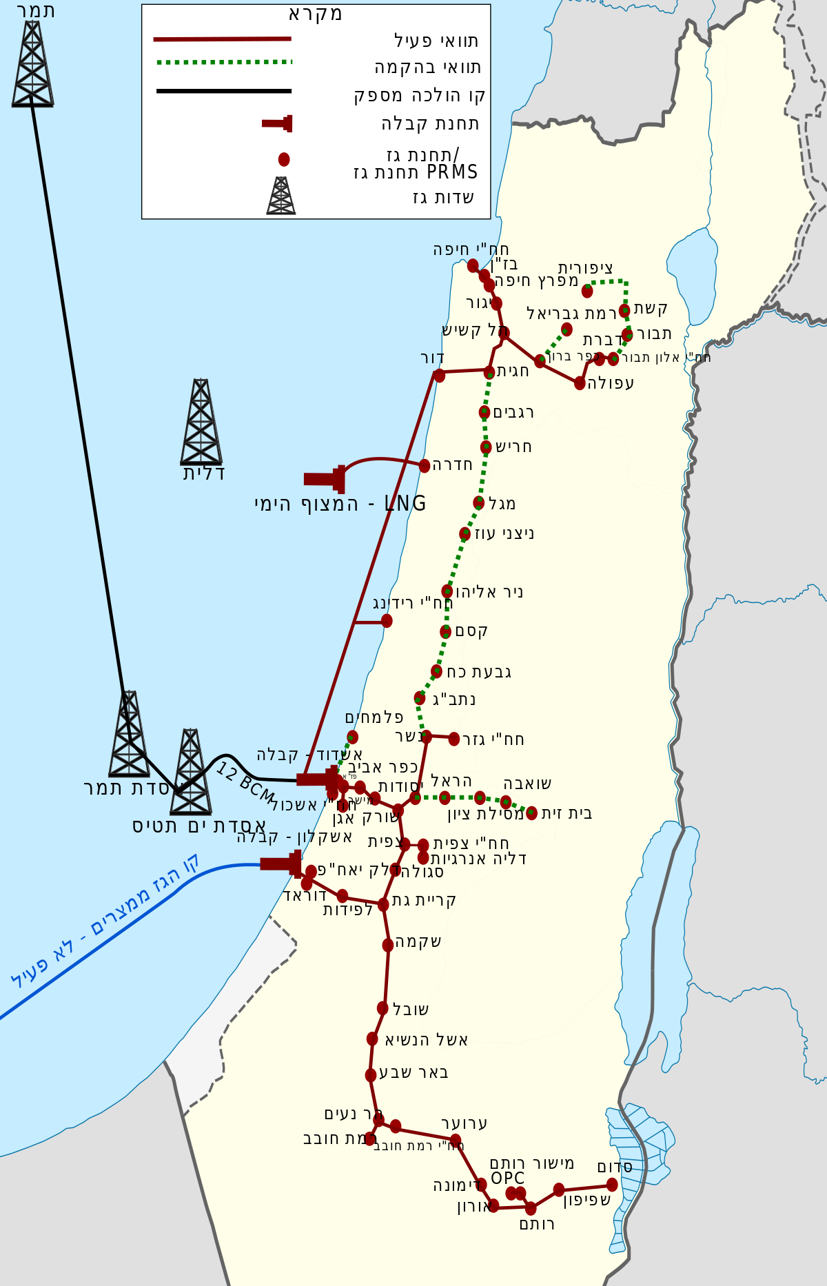 ملف:Israel Natural Gas Lines Map.svg - المعرفة