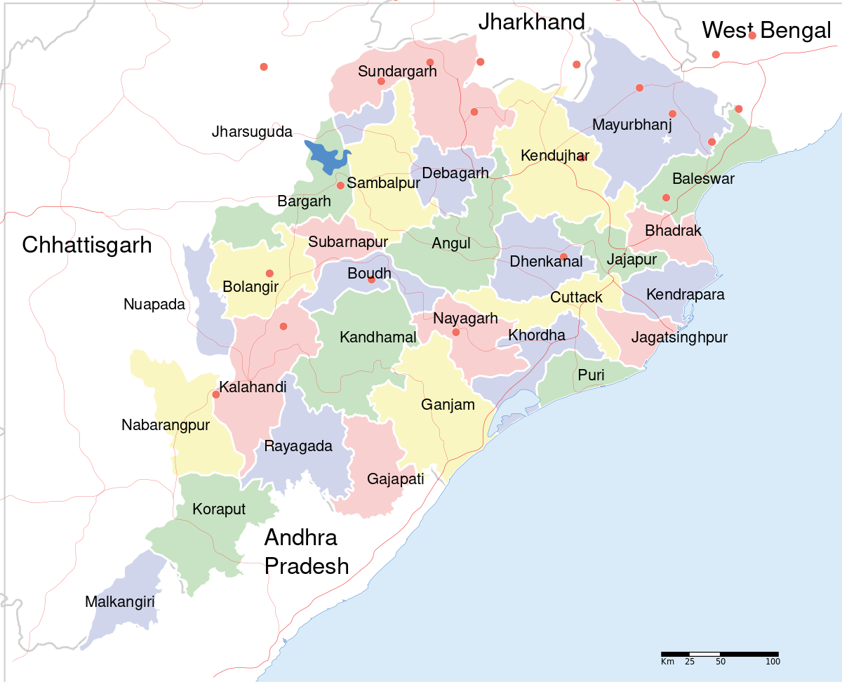 ملف:Orissa State map.svg - المعرفة