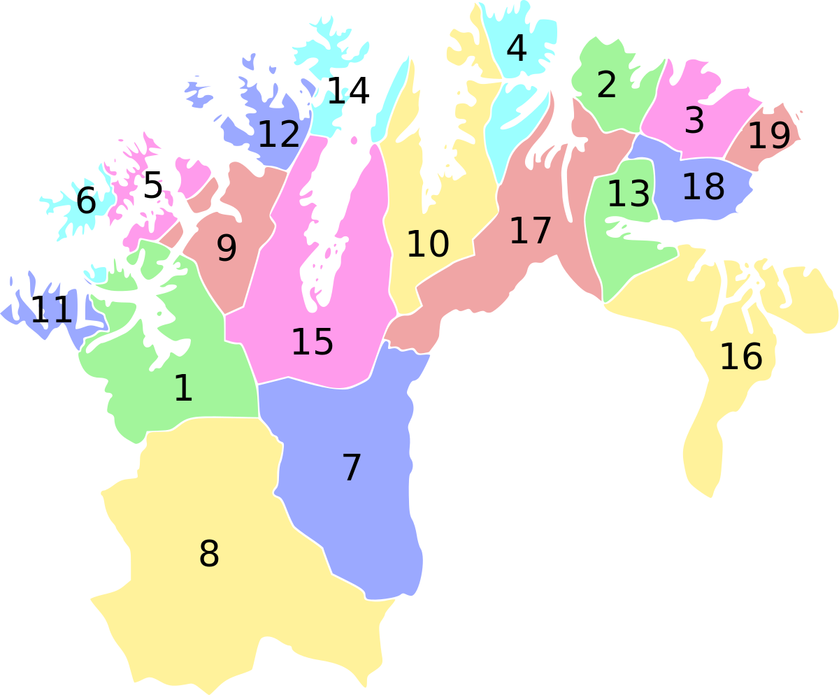 ملف:Locator map of municipalities in Finnmark, Norway numbered.svg - المعرفة