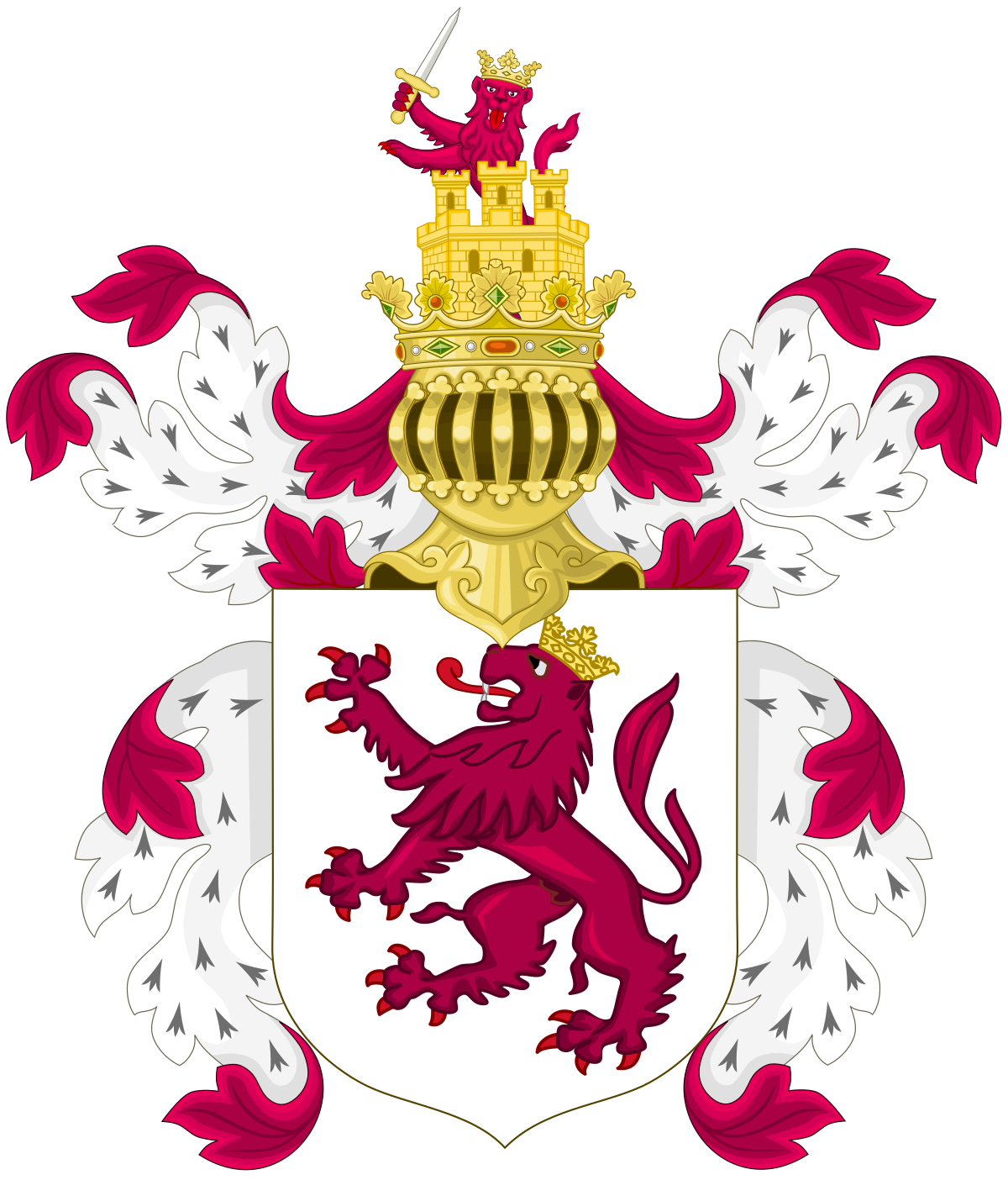 ملف:Coat of Arms of Leon with the Royal Crest.svg - المعرفة