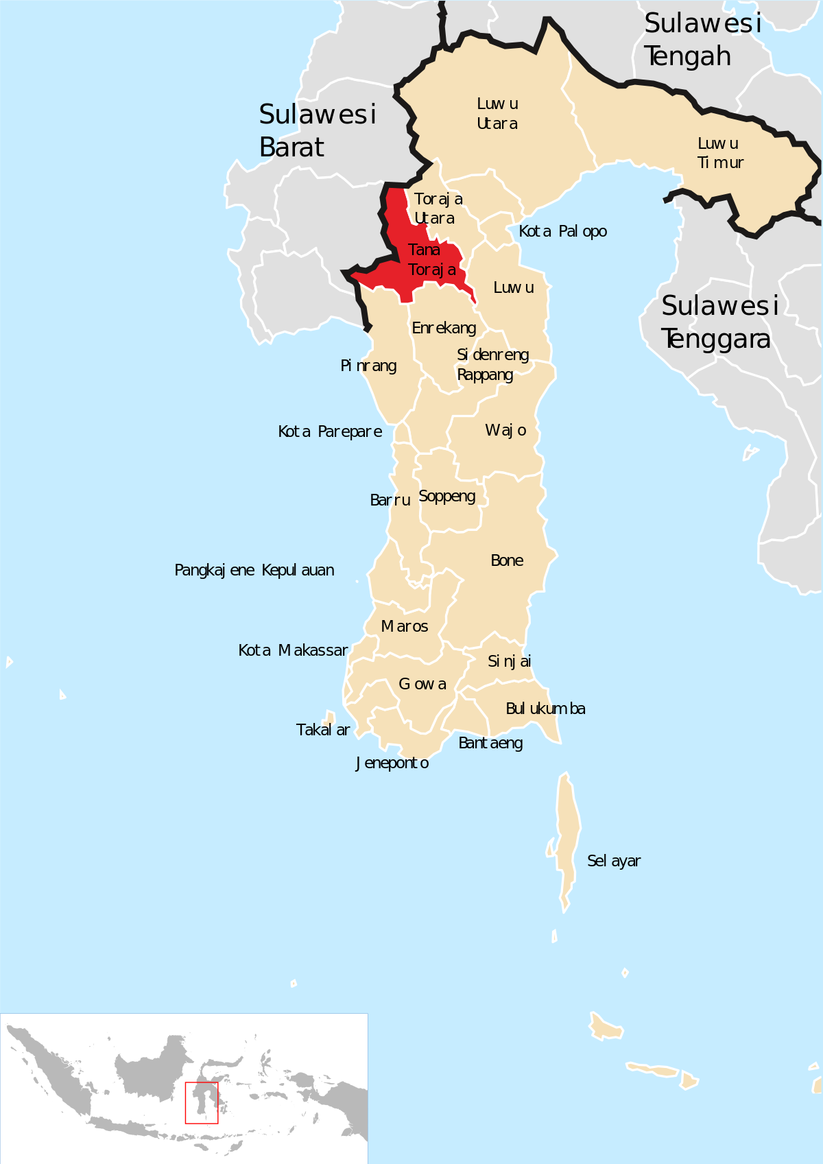 ملف:Locator Tana Toraja Regency.svg - المعرفة