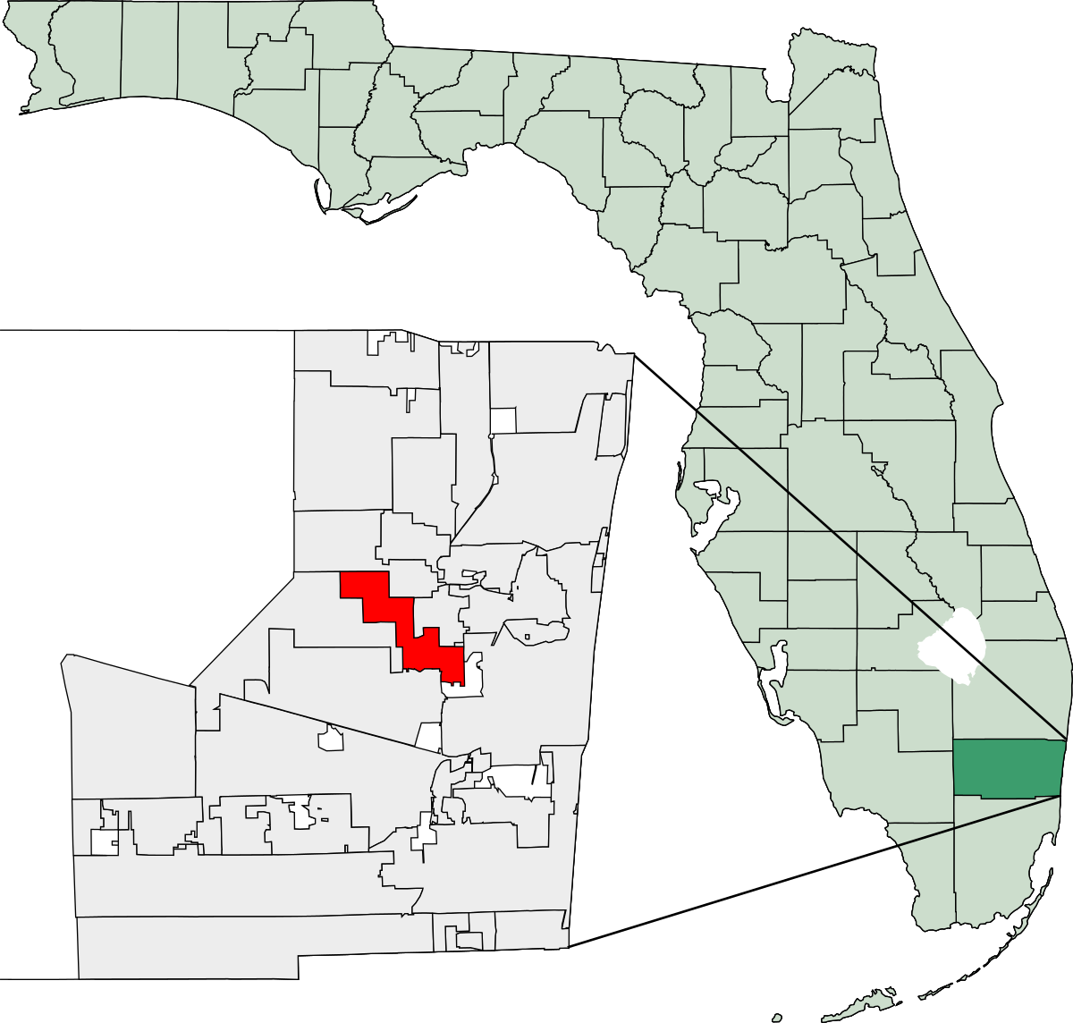 ملف:Map of Florida highlighting Lauderhill.svg - المعرفة