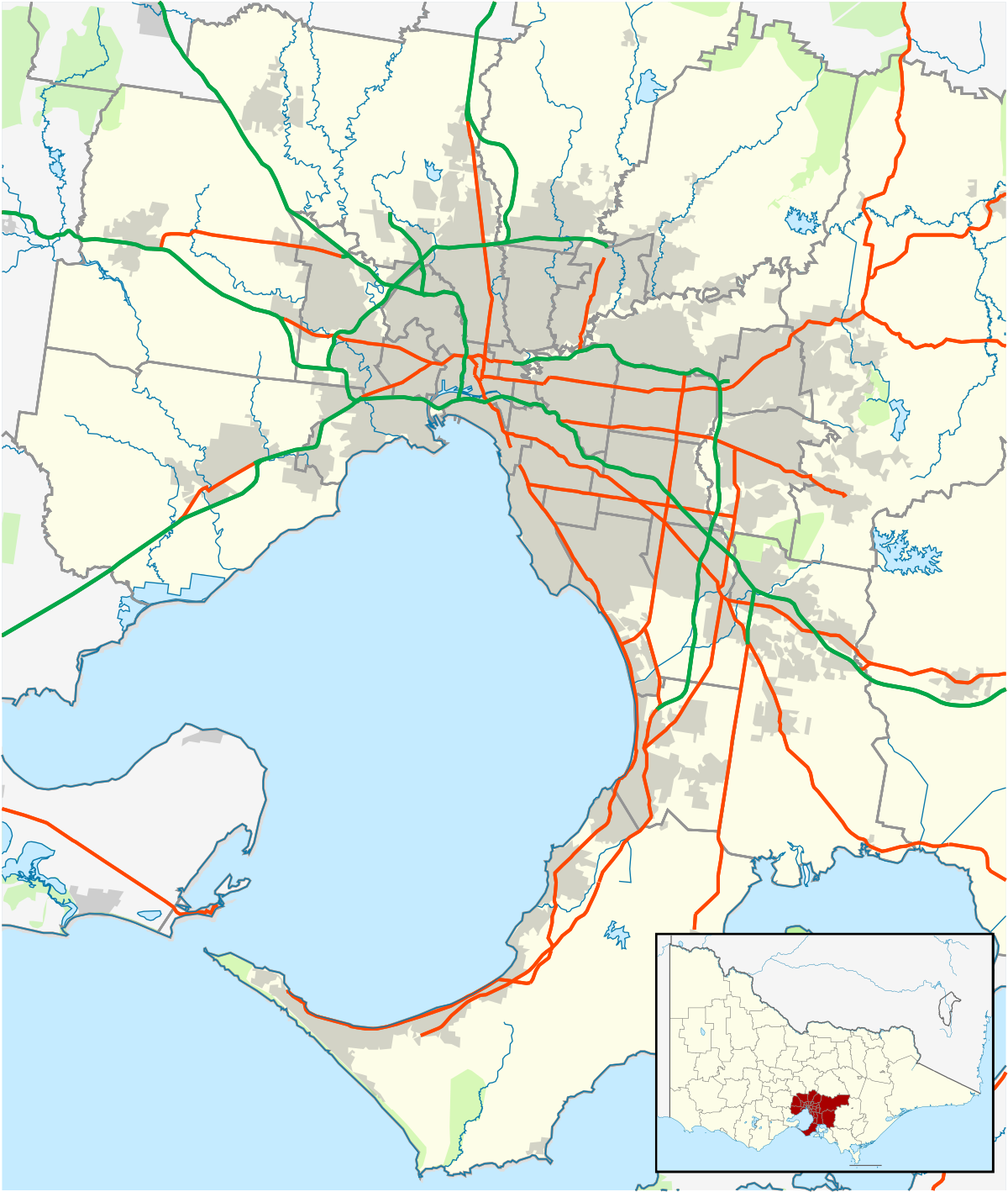ملف:Australia Victoria metropolitan Melbourne location map.svg - المعرفة