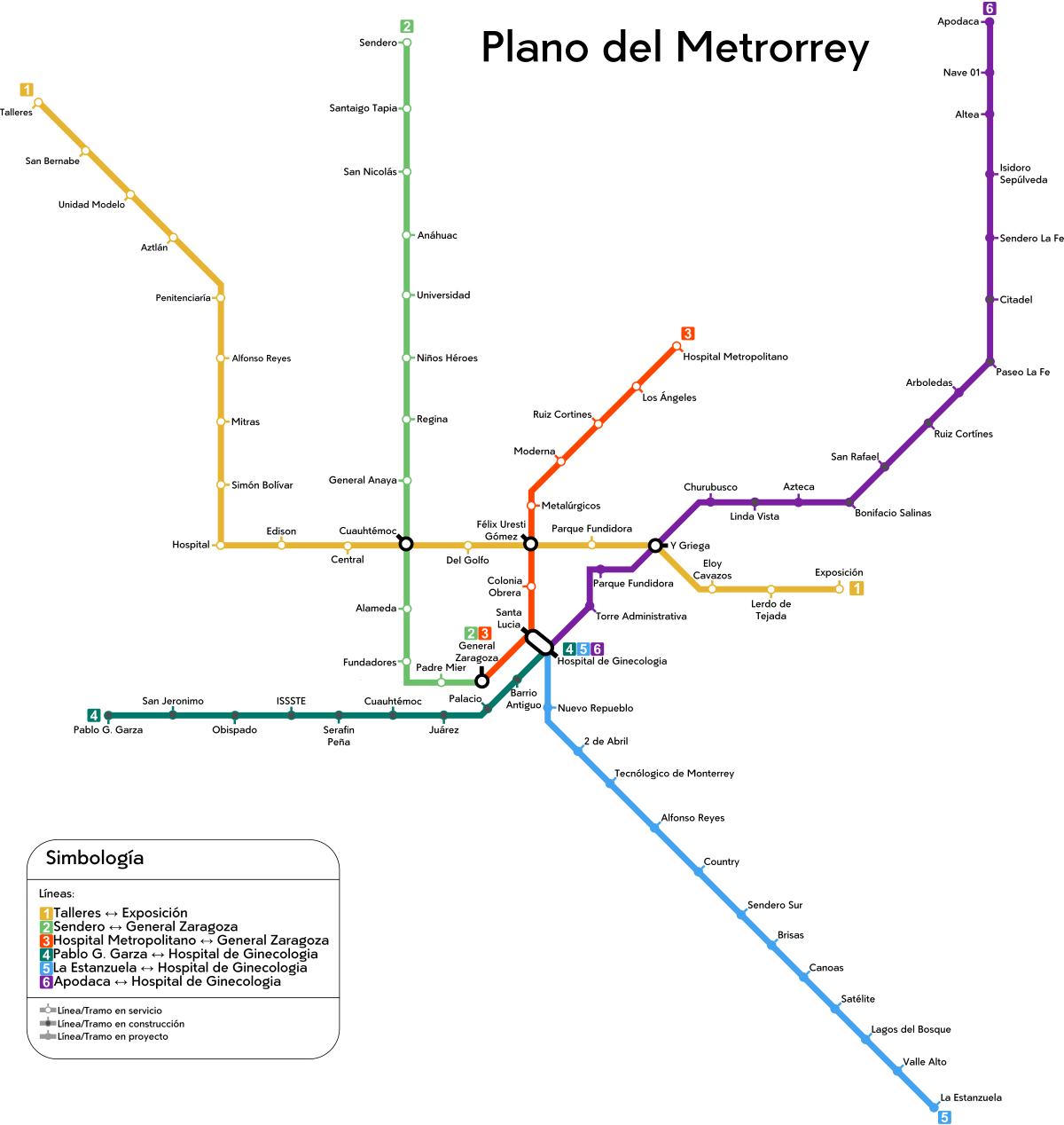 ملف:Mapa del Metrorrey.svg - المعرفة