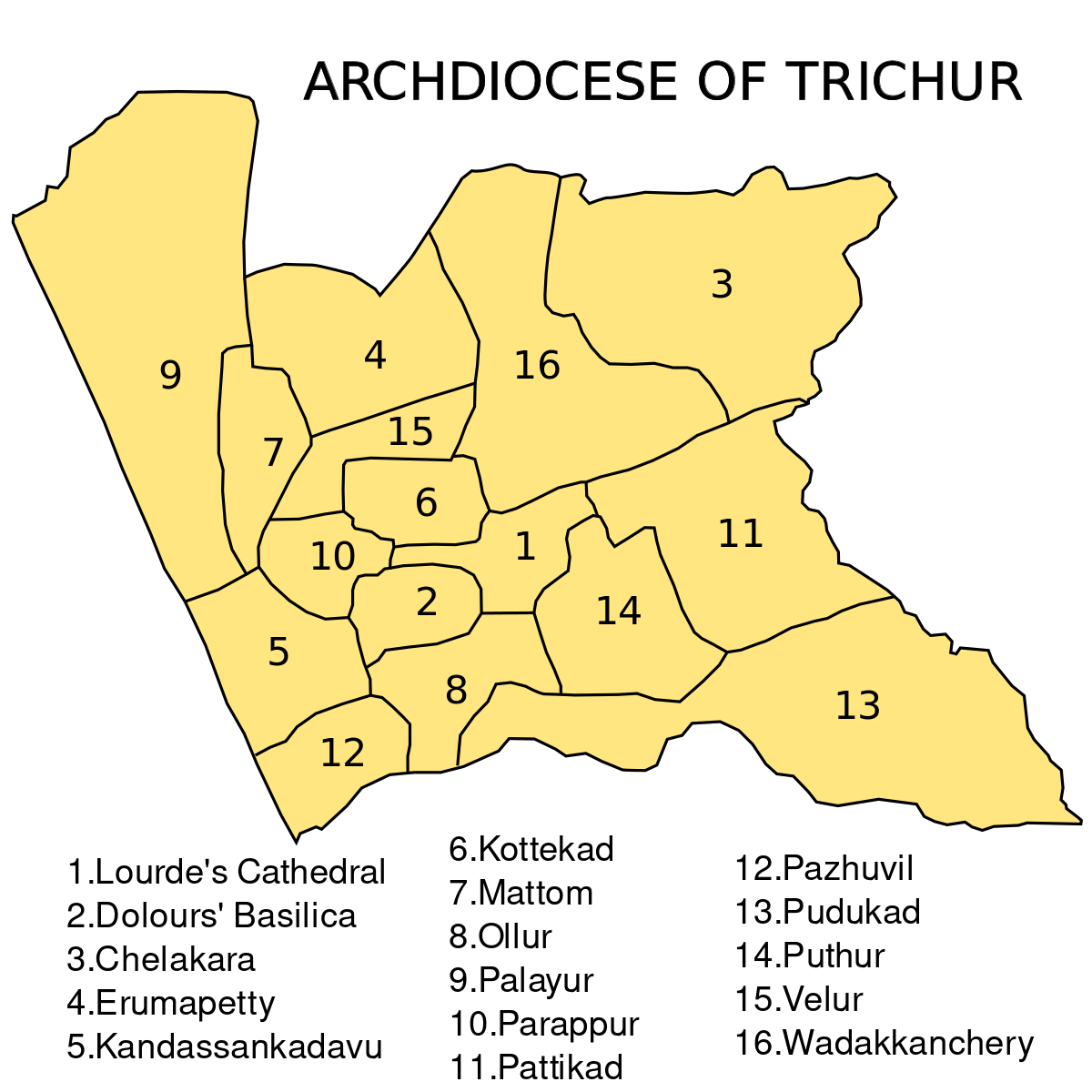 ملف:Thrissur Archdiocese Map.svg - المعرفة