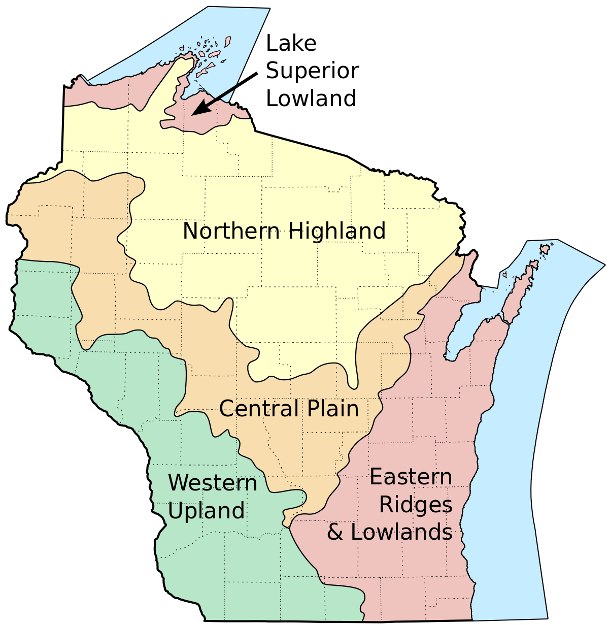 ملف:Wisconsin geographic provinces.svg - المعرفة