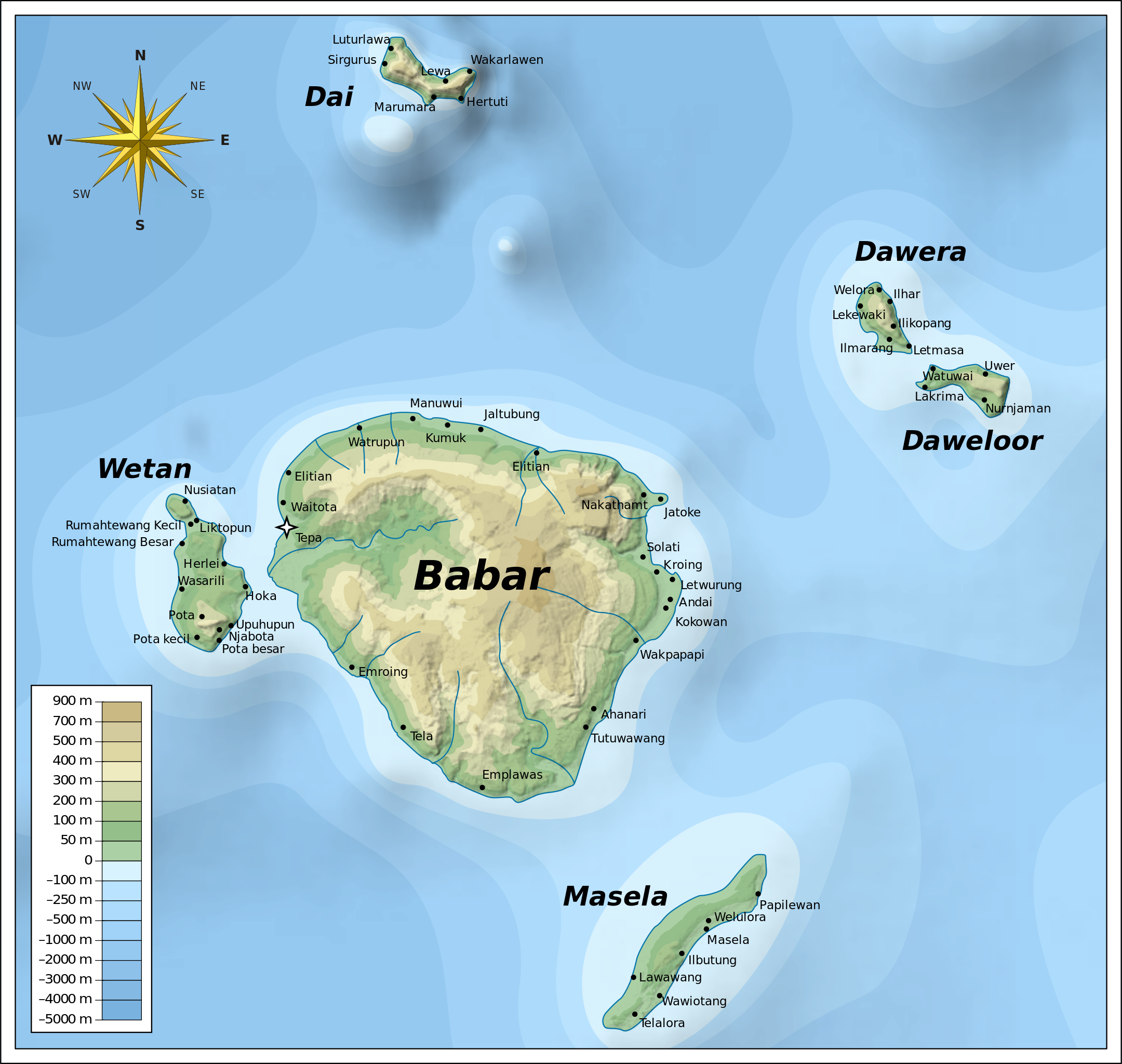 ملف:Topographic map of Babar Islands-en.svg - المعرفة
