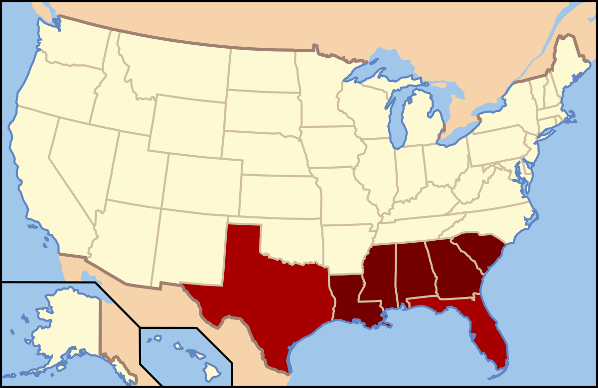 ملف:Map of USA Deep South.svg - المعرفة