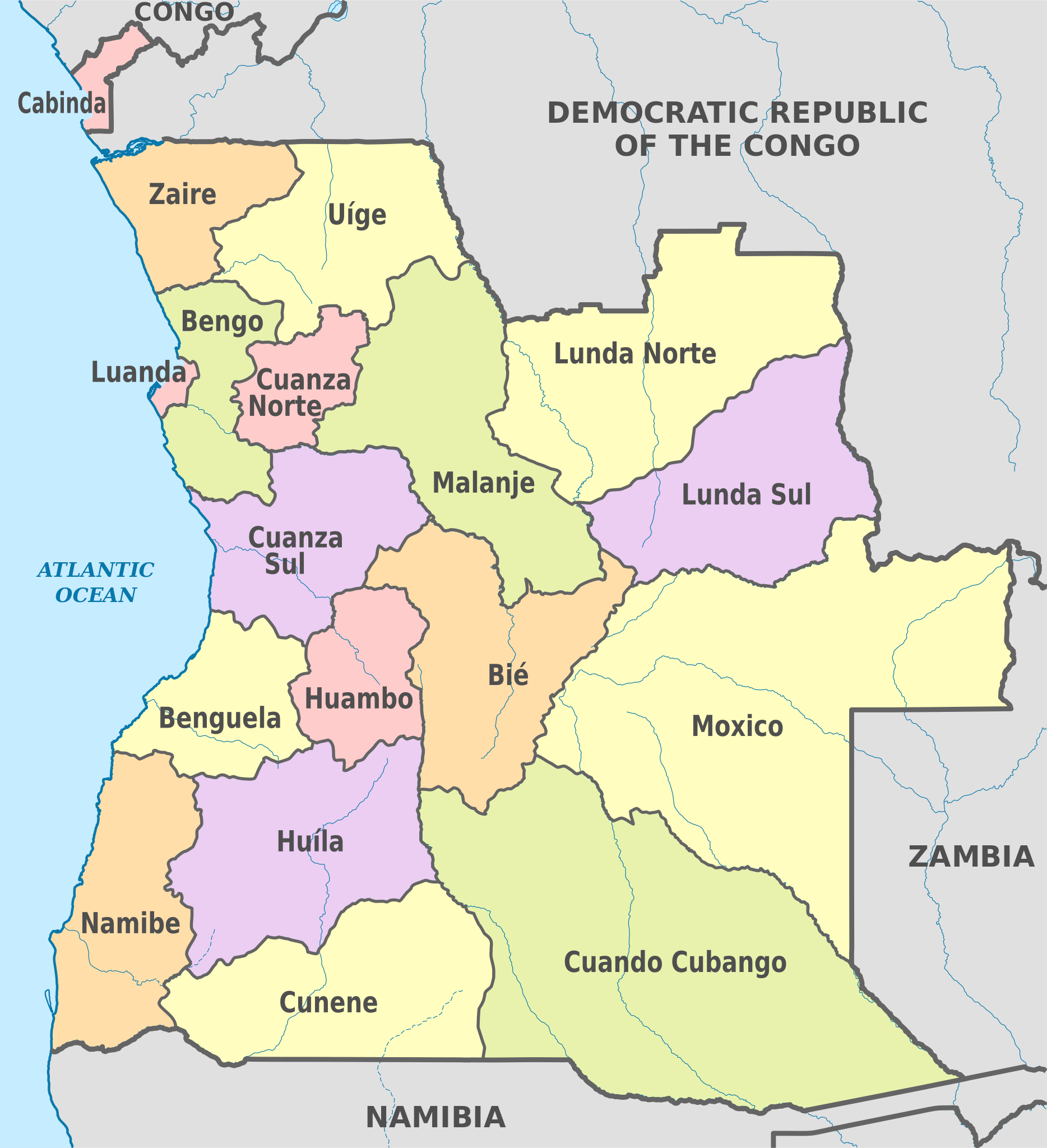 ملف:Angola Province Map.svg - المعرفة