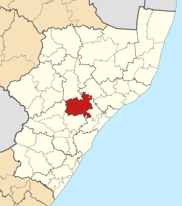 ملف:Map of KwaZulu-Natal with Umvoti highlighted (2011).svg - المعرفة
