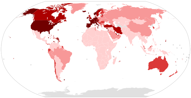 ملف:COVID-19 Outbreak World Map per Capita.svg - المعرفة