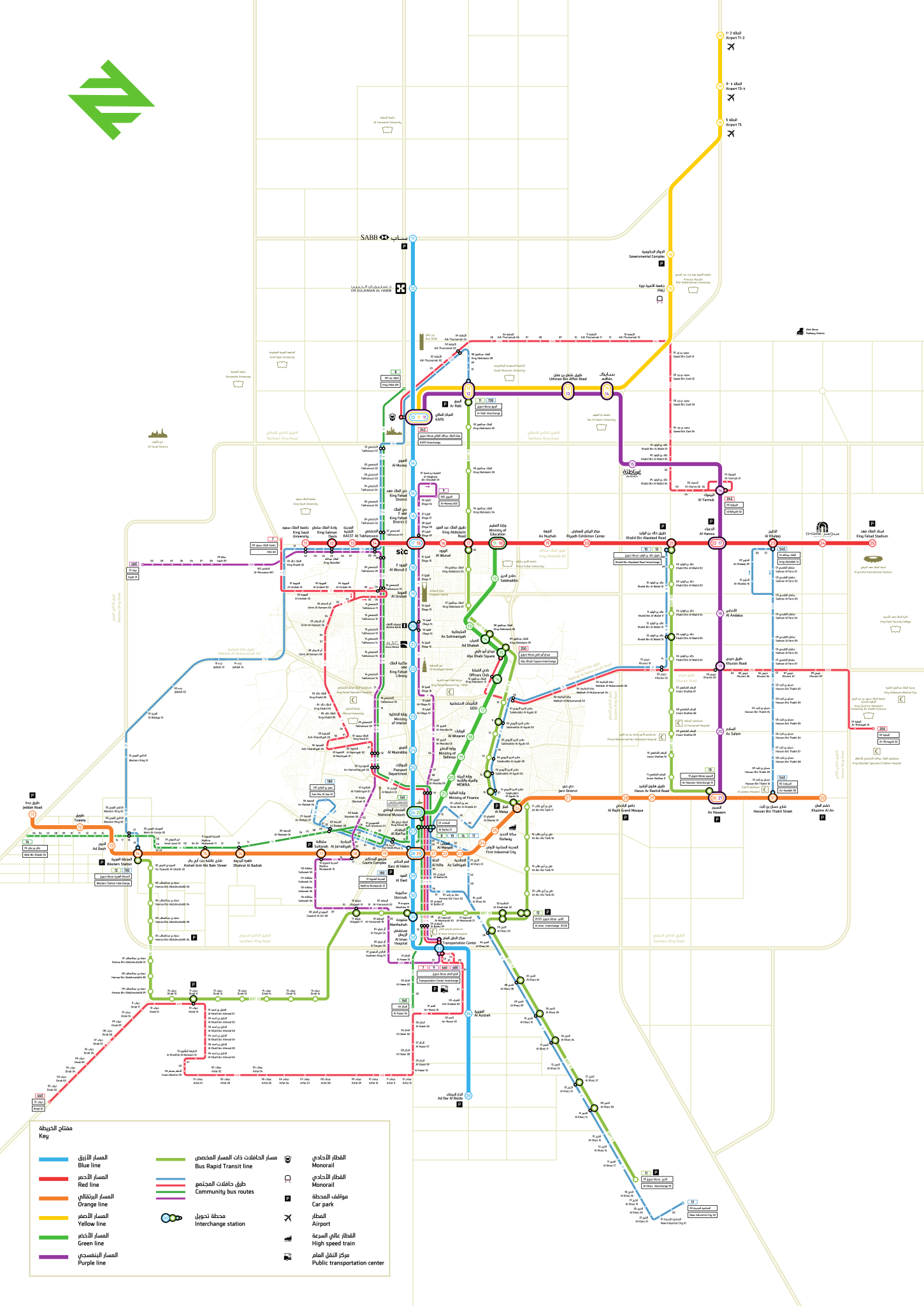ملف:Riyadh Metro Network Map.svg - المعرفة