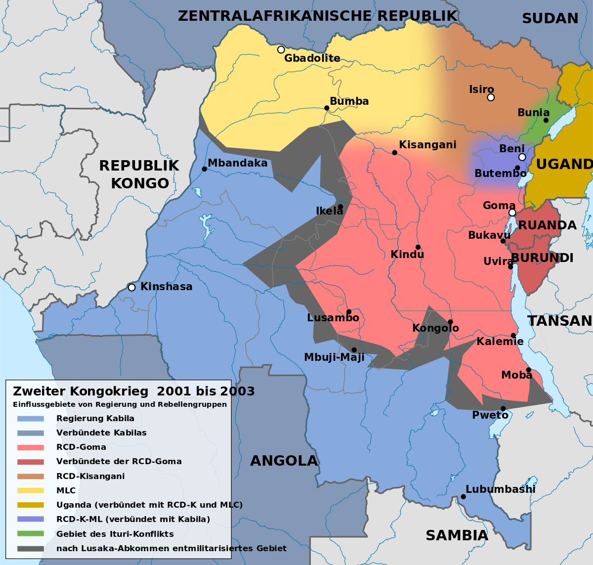 ملف:Second Congo War 2001 map vector.svg - المعرفة