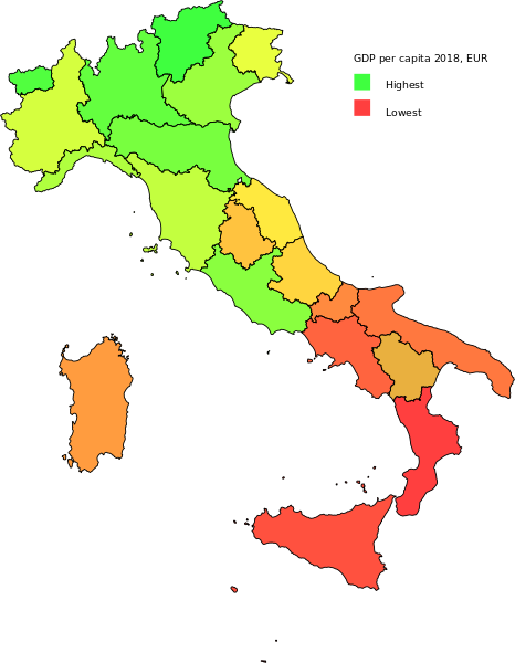 ملف:Italy, provinces by GDP.svg - المعرفة