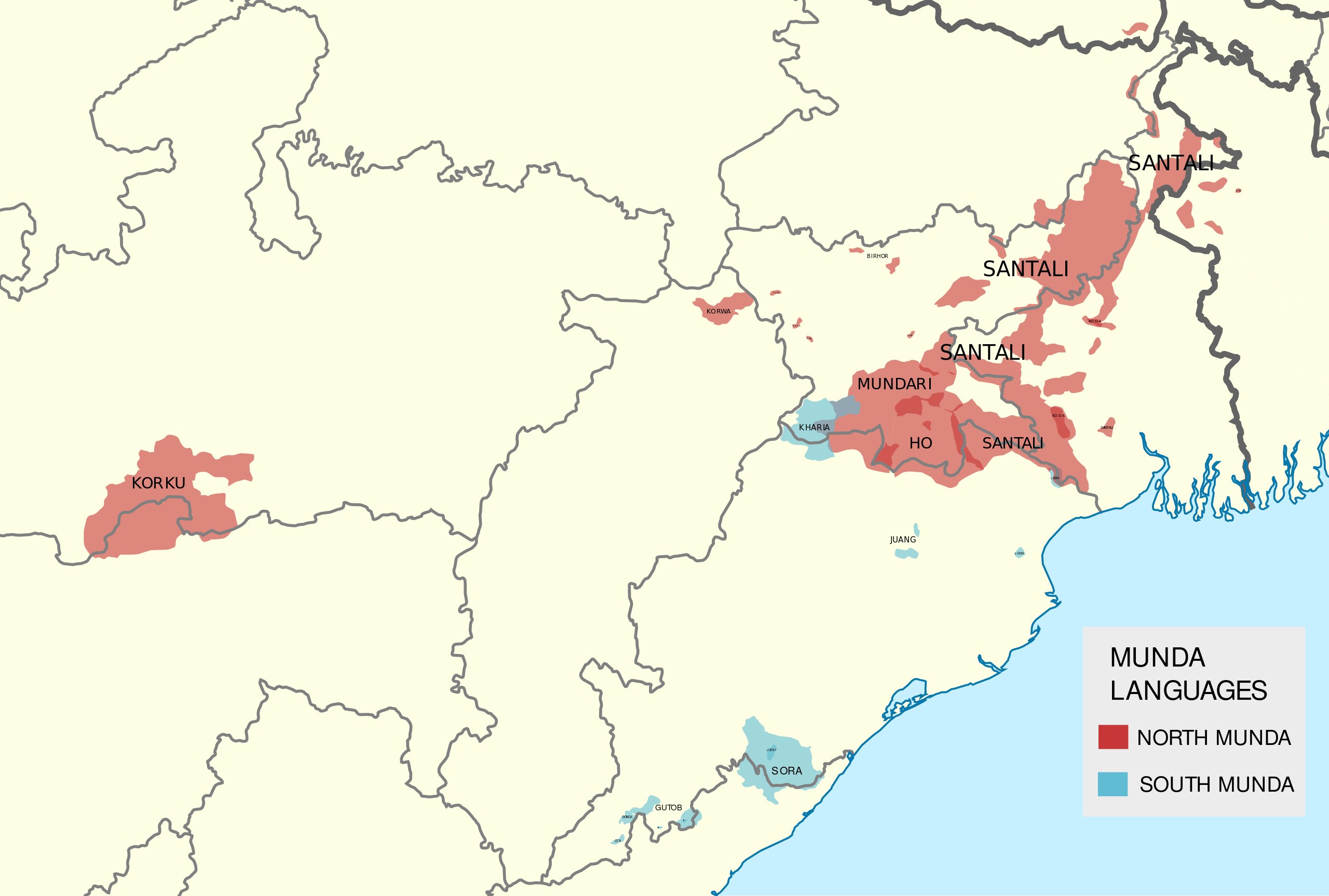 ملف:Munda languages map.svg - المعرفة