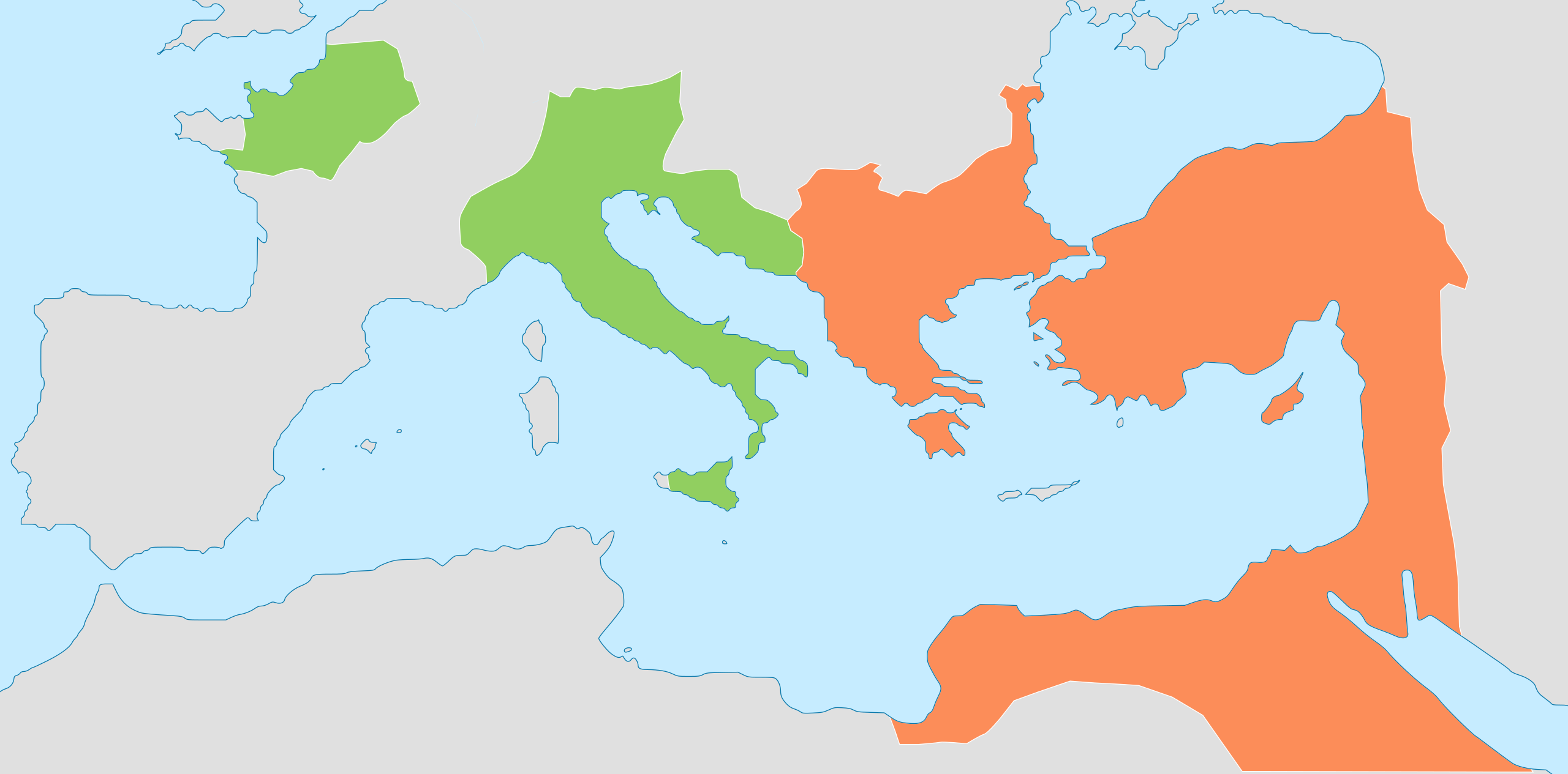 ملف:Western and Eastern Roman Empires 476AD-es.svg - المعرفة