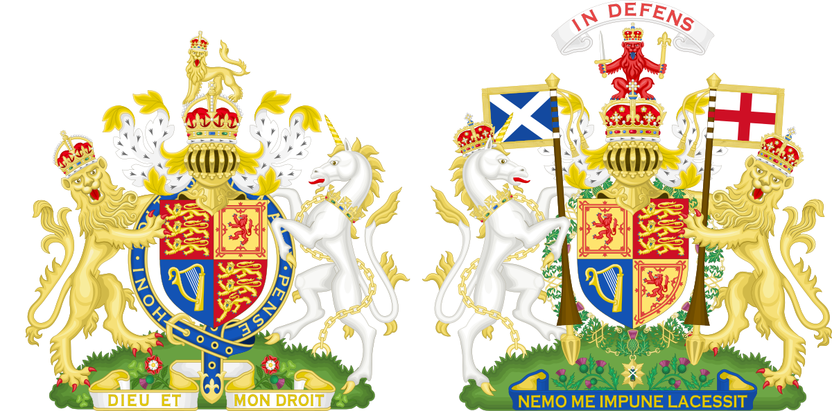 ملف:Royal Coat of Arms of the United Kingdom (both variants).svg - المعرفة