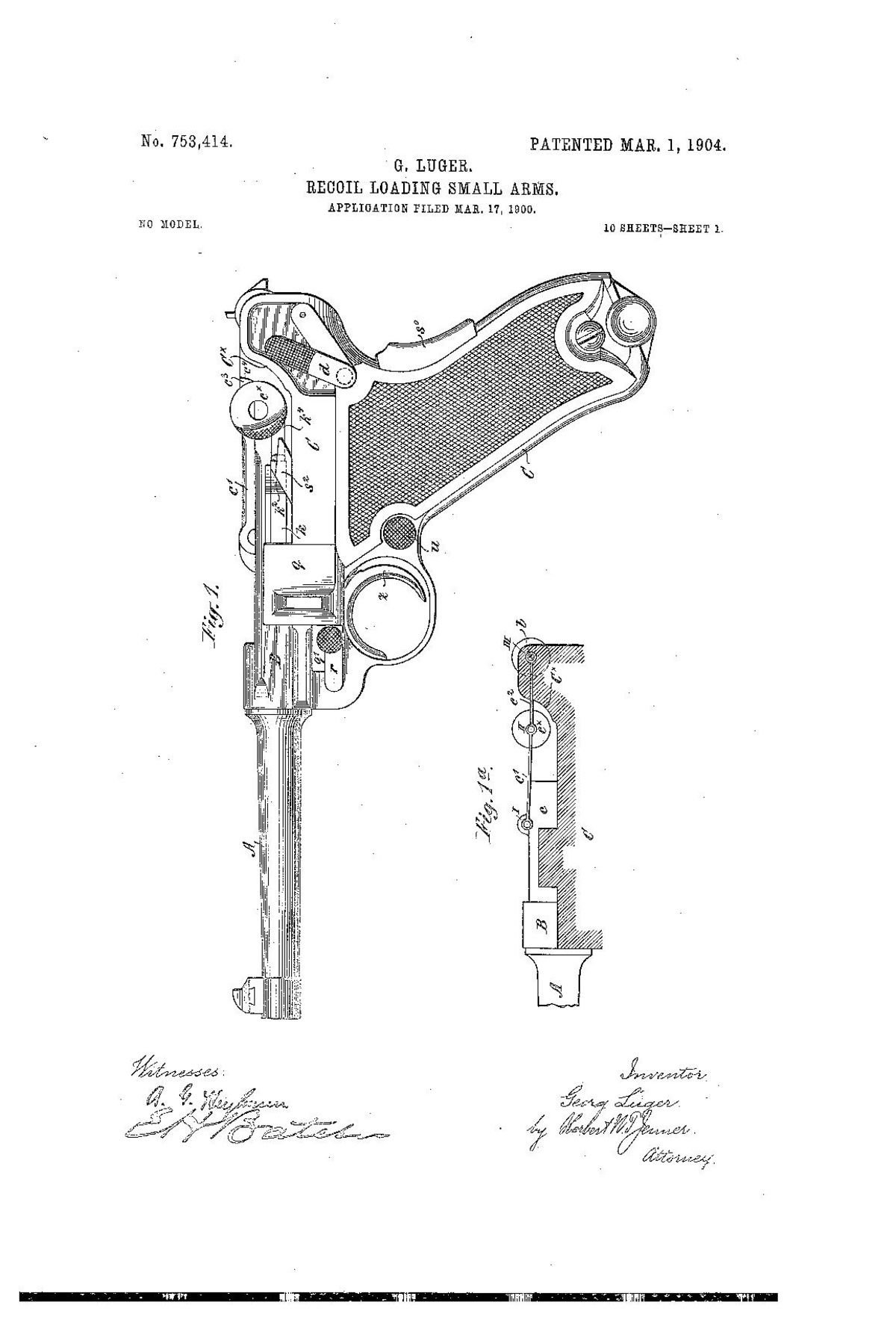 ملف:Patent US753414 - Georg Luger Recoil Loading Small Arms.pdf - المعرفة