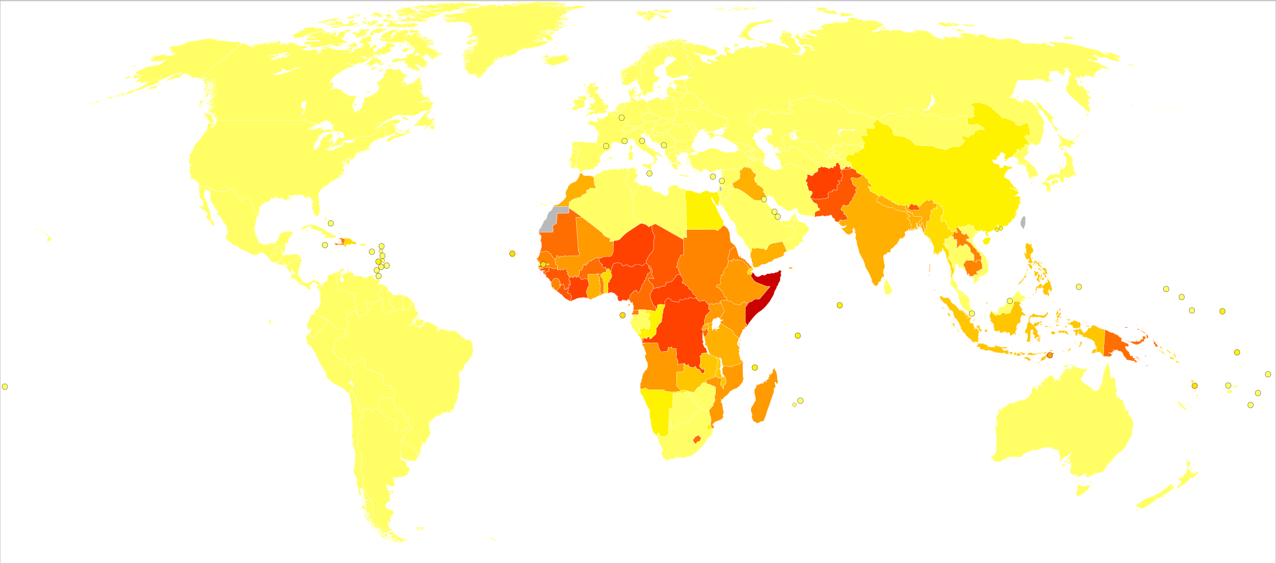 ملف:Tetanus world map - DALY - WHO2004.svg - المعرفة