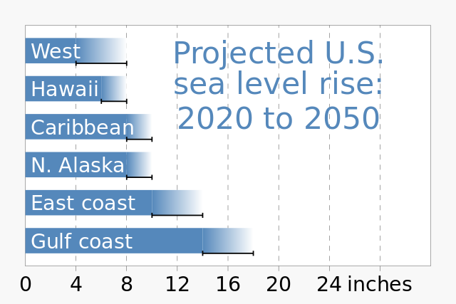ملف:2050 Projected sea level rise - United States coasts - NOAA.svg ...