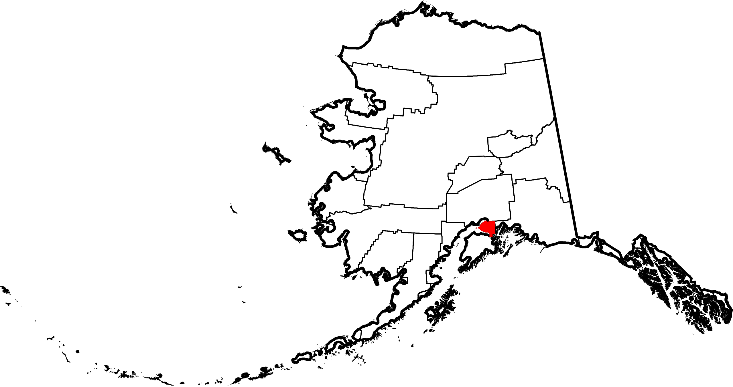 ملف:Map of Alaska highlighting Anchorage Municipality.svg - المعرفة