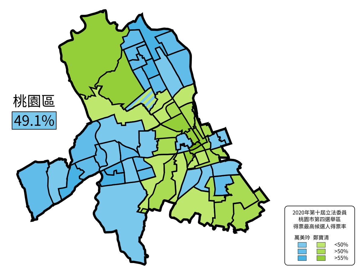 ملف:2020 Taoyuan Constituency 4 Election Result Map.svg - المعرفة