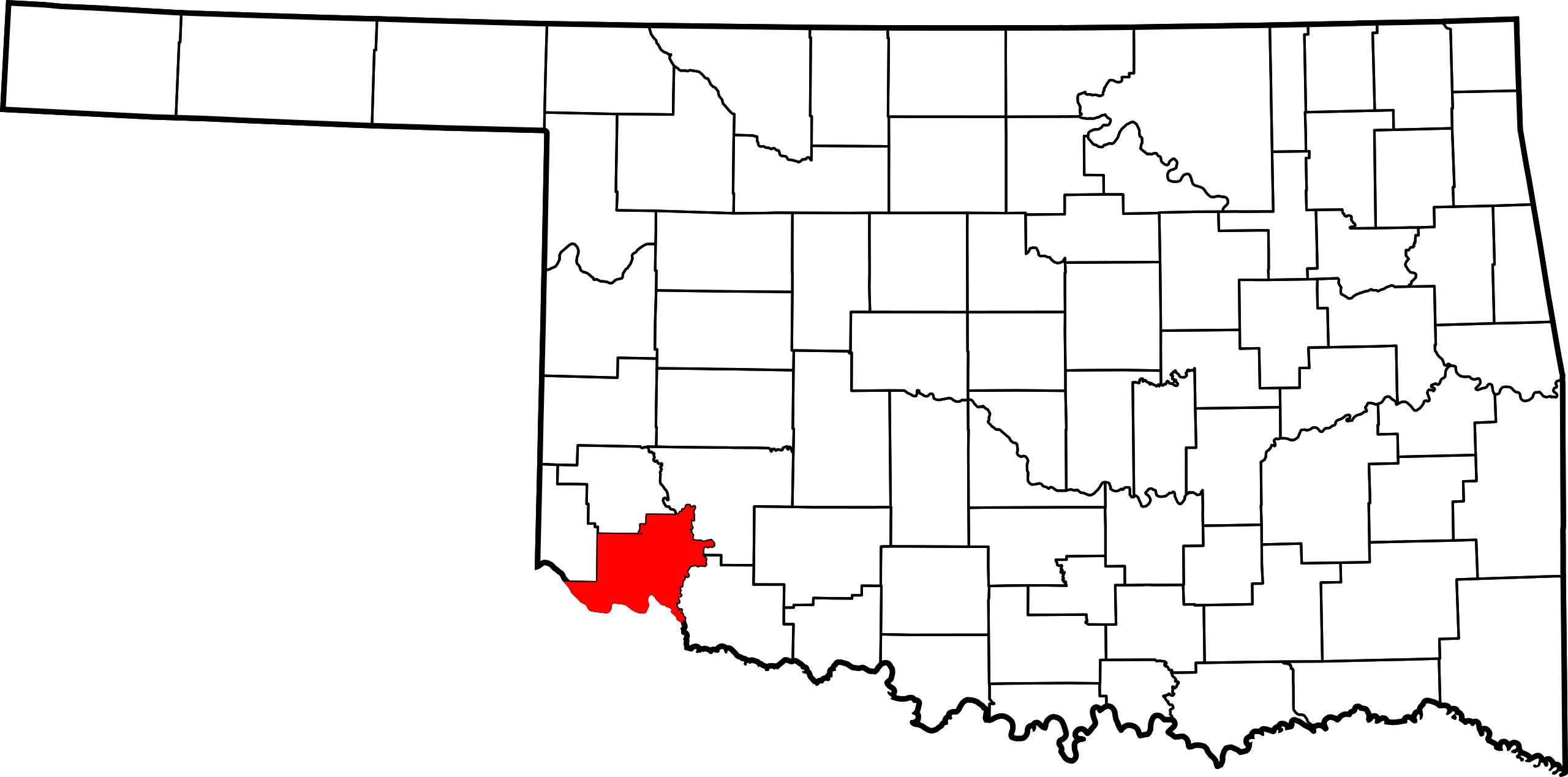 ملف:Map of Oklahoma highlighting Jackson County.svg - المعرفة