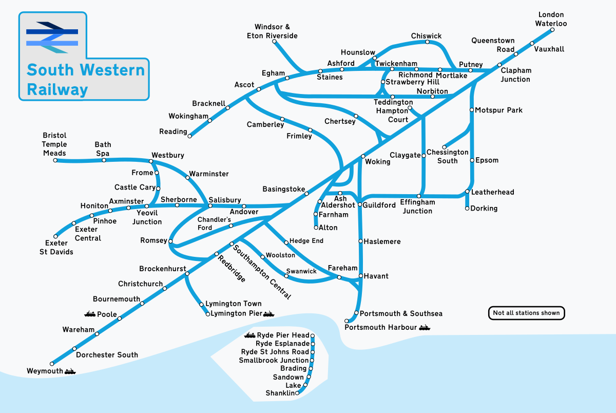 ملف:South Western Railway network.svg - المعرفة