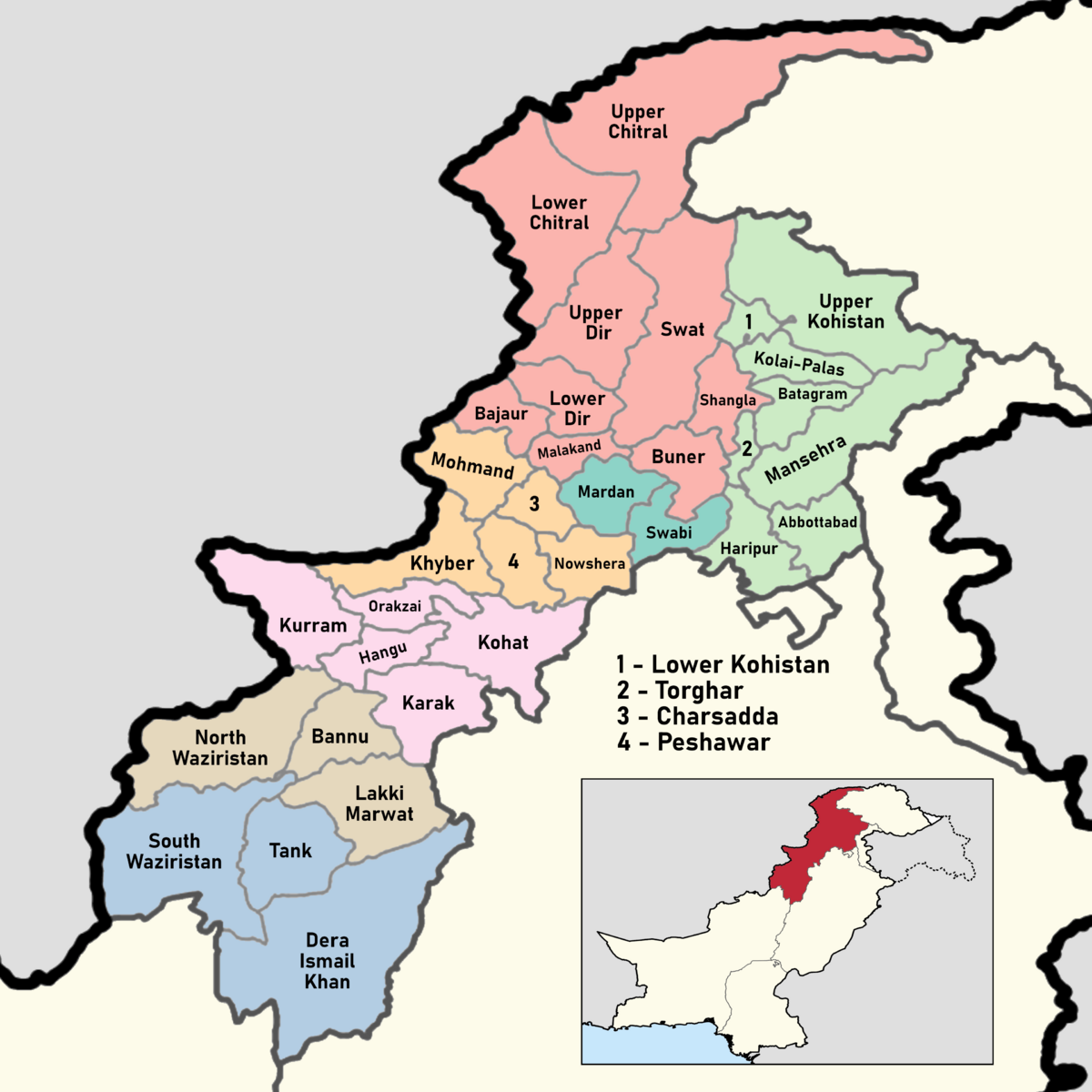 ملف:Districts of Khyber Pakhtunkhwa, Pakistan with district names.png ...