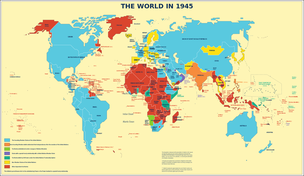 ملف:Decolonization - World In 1945 en.svg - المعرفة