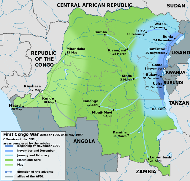 ملف:First Congo War offensive map en.svg - المعرفة