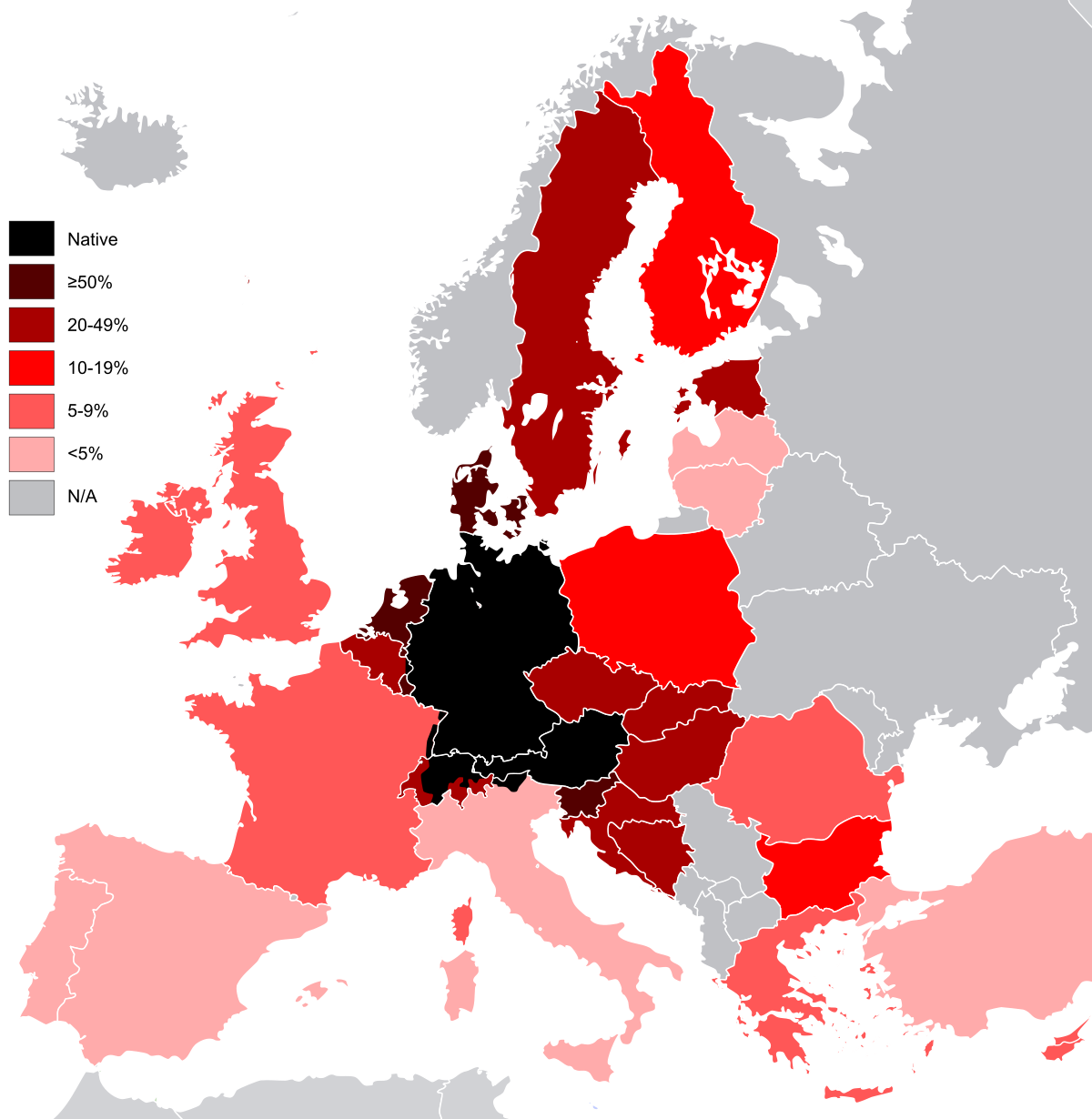 ملف:Knowledge of German EU map.svg - المعرفة