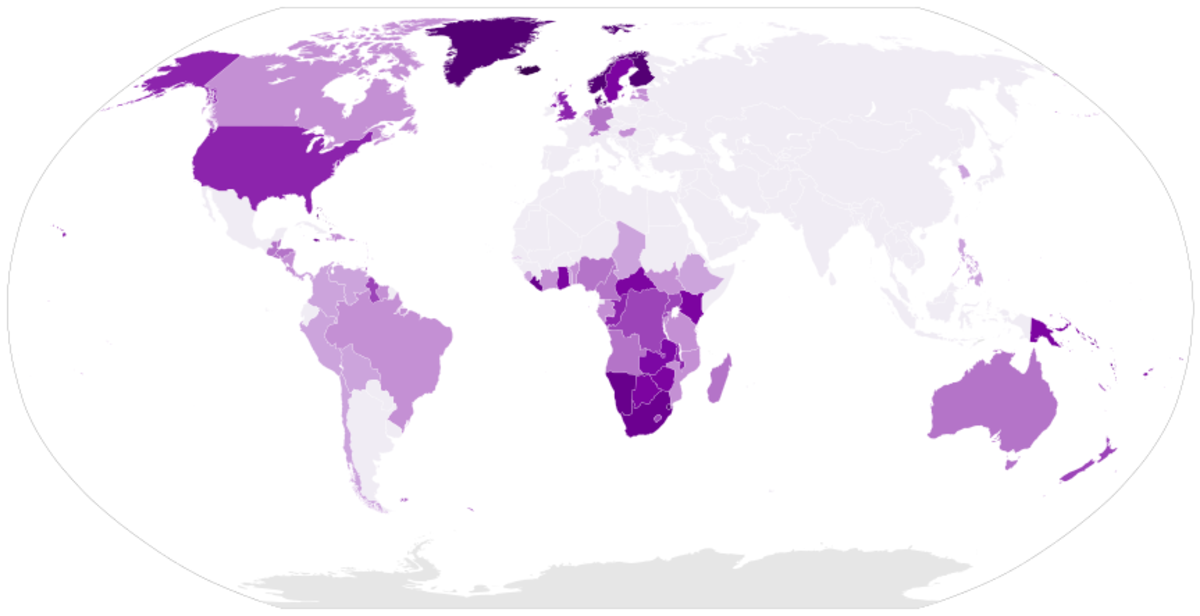 ملف:Countries by percentage of Protestants.svg - المعرفة