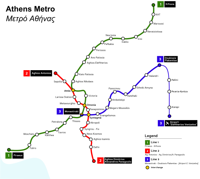 ملف:Athens Metro map (2007).svg - المعرفة