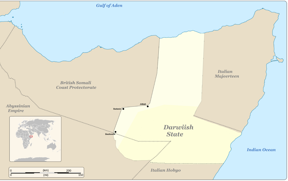 ملف:Daraawiish state 1900s, Dervish state 1900s.png - المعرفة