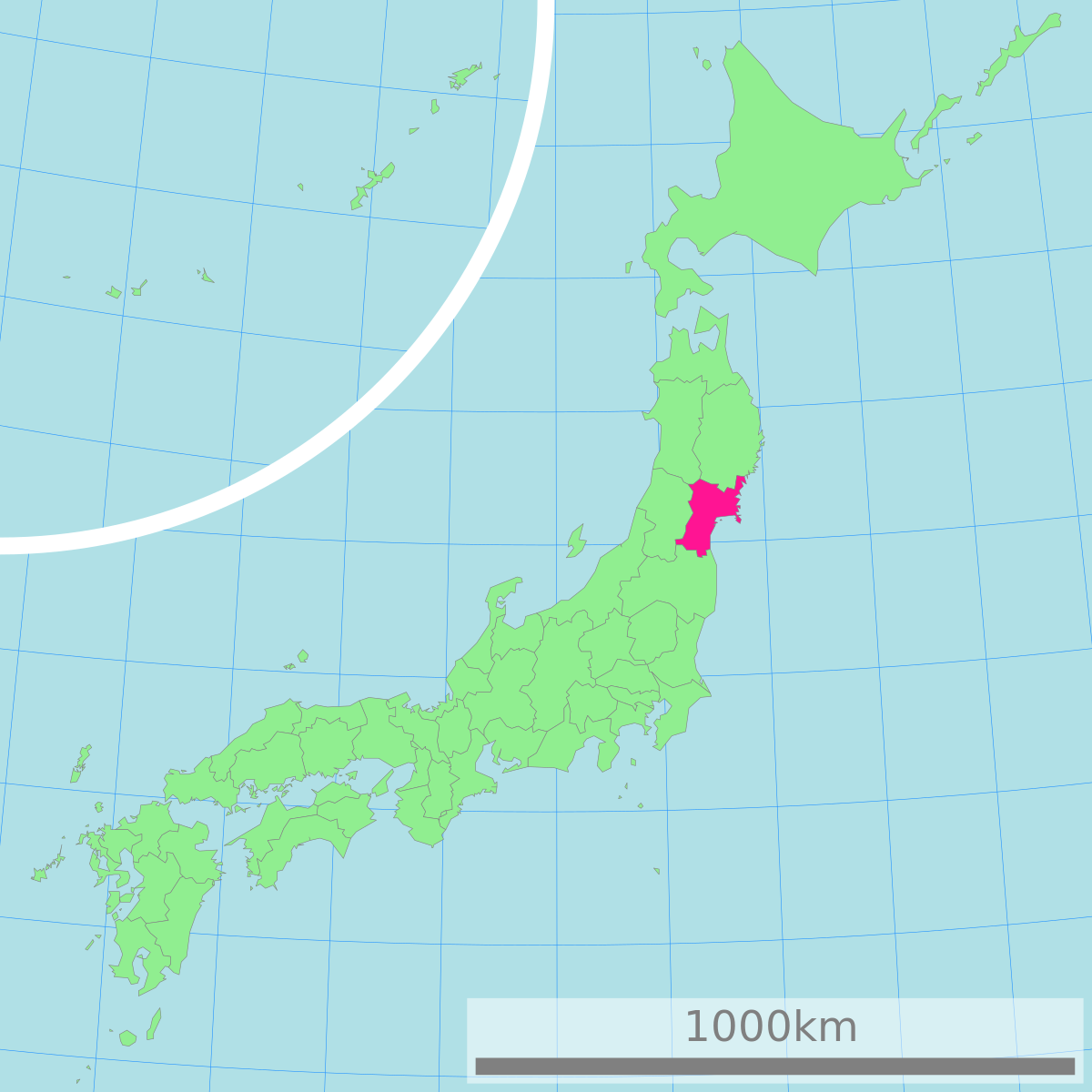 ملف:Map of Japan with highlight on 04 Miyagi prefecture.svg - المعرفة