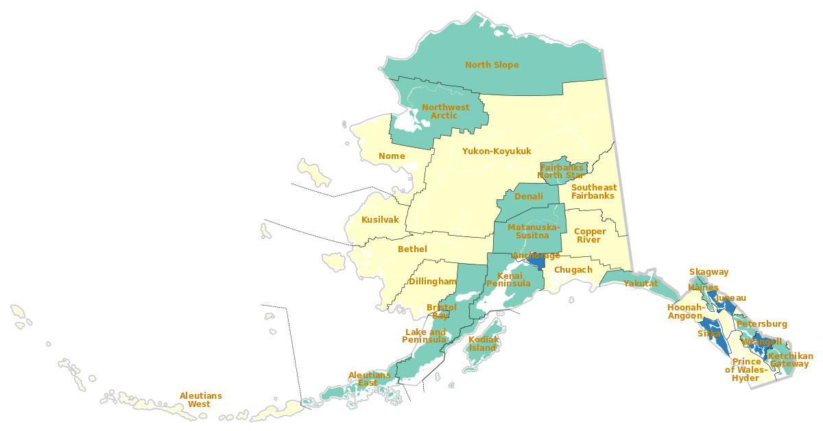 ملف:Alaska boroughs and census areas 2019.svg - المعرفة