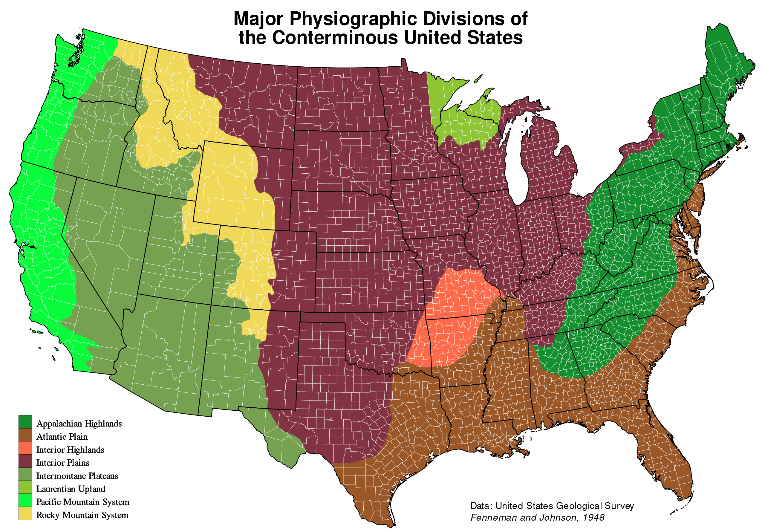 ملف:US Conterminous 48 Physiographic Divisions v1.svg - المعرفة