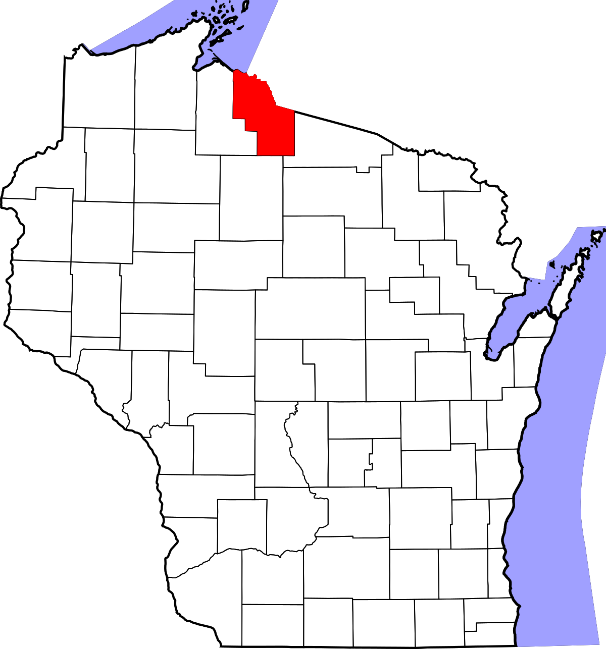ملف:Map of Wisconsin highlighting Iron County.svg - المعرفة