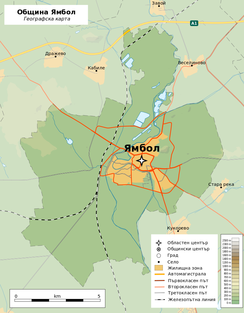 ملف:Bulgaria Yambol Municipality geographic map bg.svg - المعرفة