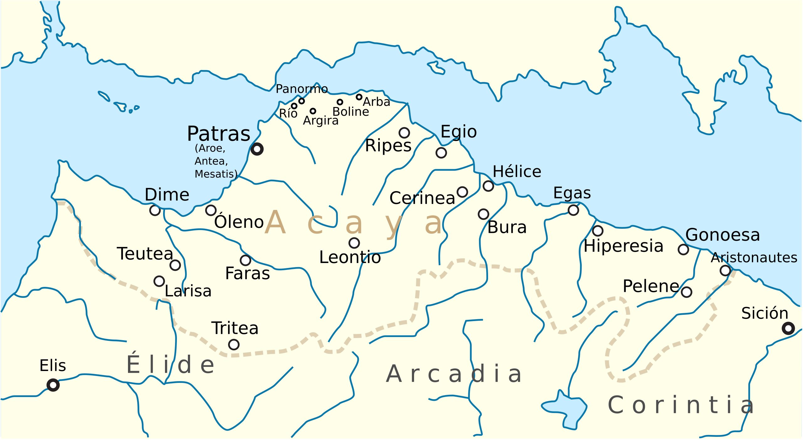 ملف:Towns of ancient Achaia (es).svg - المعرفة