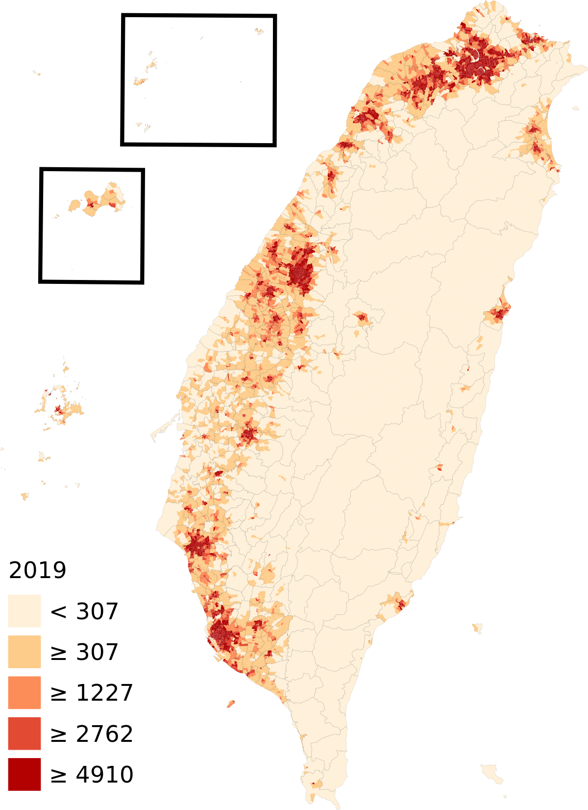 ملف:Taiwan population density map.svg - المعرفة