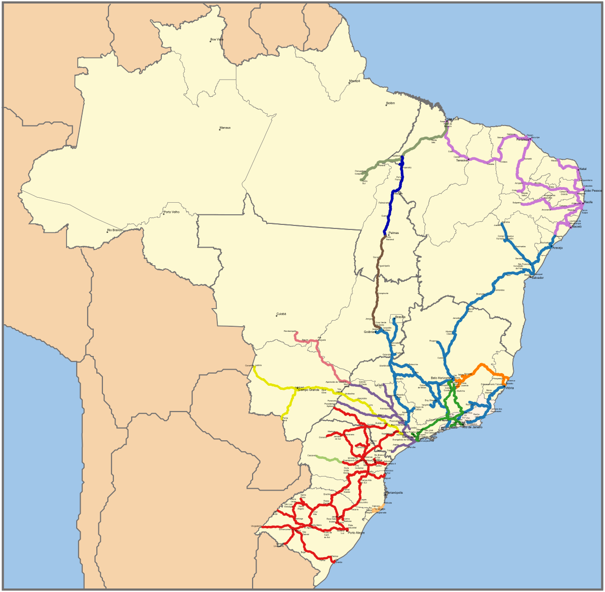 ملف:Railway network Brazil.svg - المعرفة