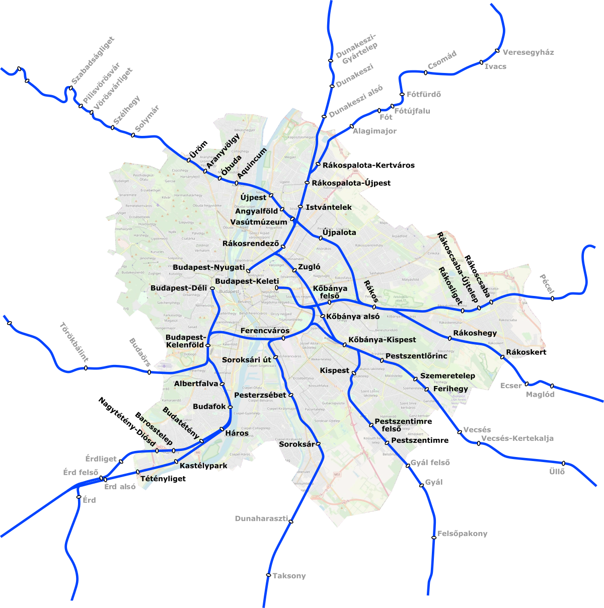 ملف:Budapest railway lines map.svg - المعرفة