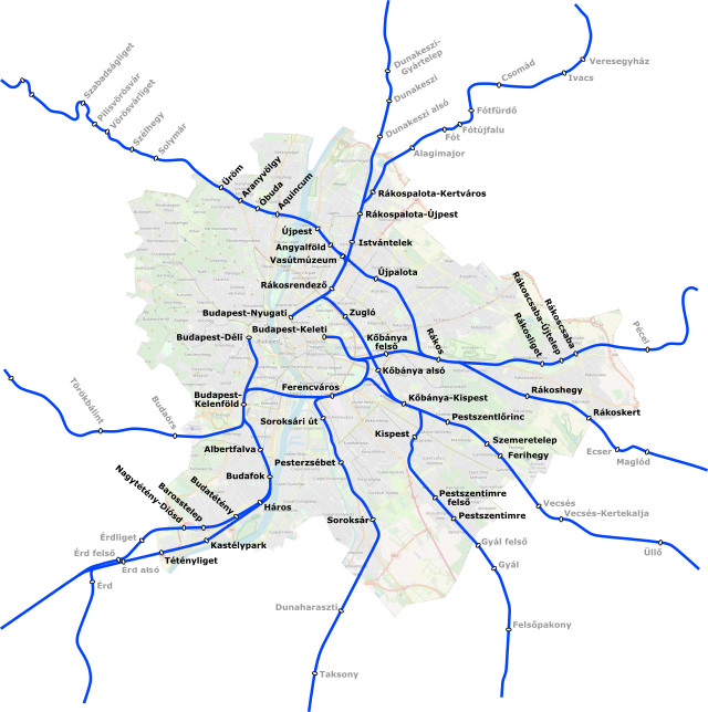 ملف:Budapest railway lines map.svg - المعرفة
