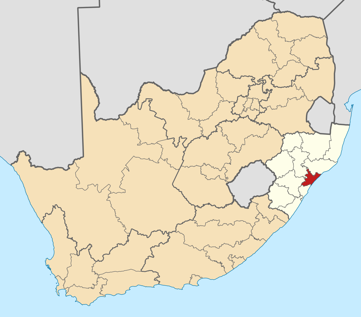 ملف:Map of South Africa with iLembe highlighted (2011).svg - المعرفة