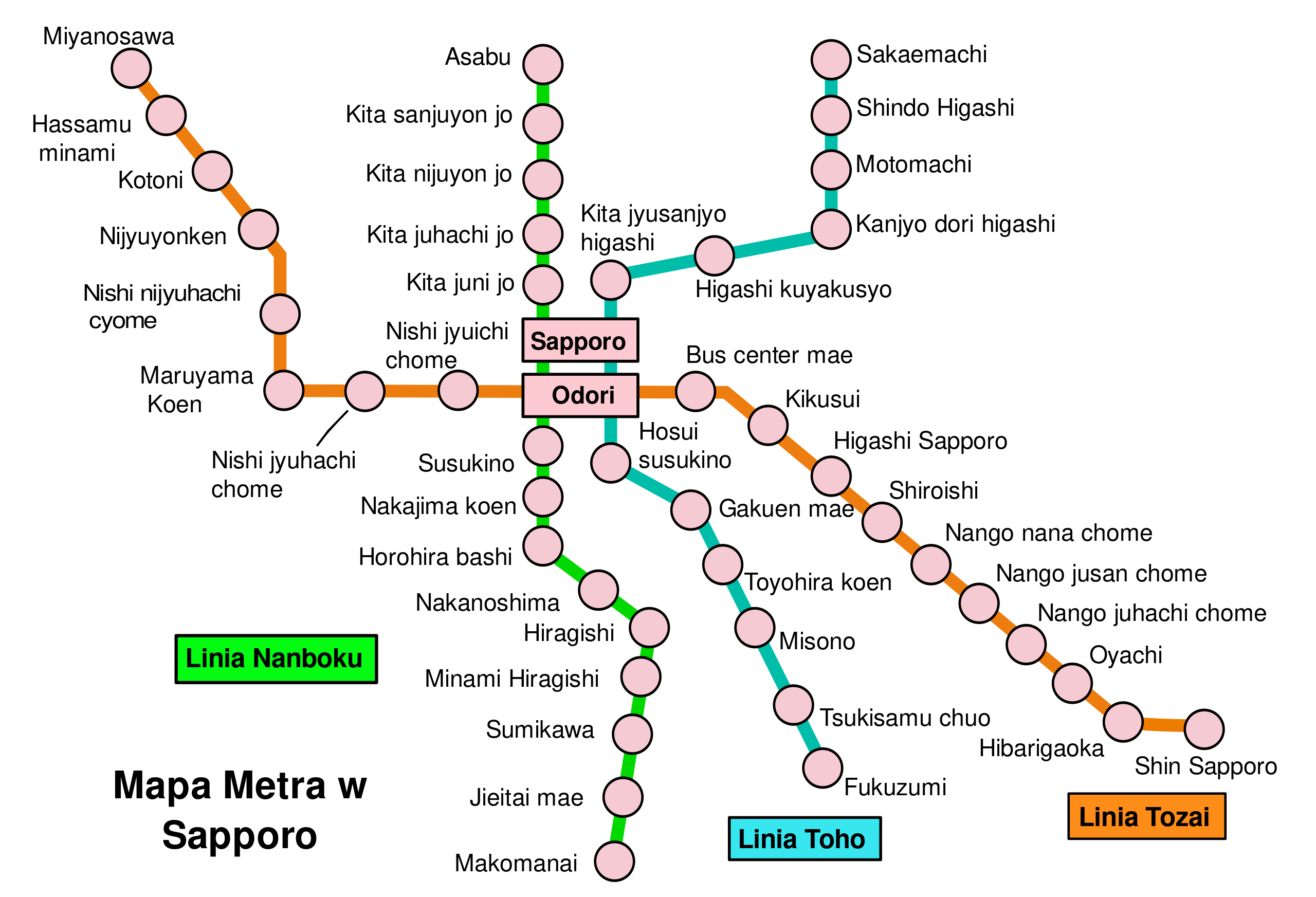 ملف:Sapporo Subway Map pl.svg - المعرفة