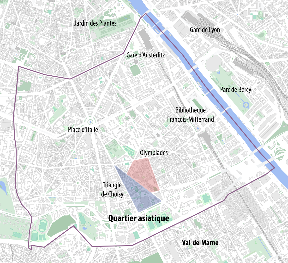 ملف:13th arrondissement of Paris & the Quartier asiatique - OSM 2020.svg - المعرفة